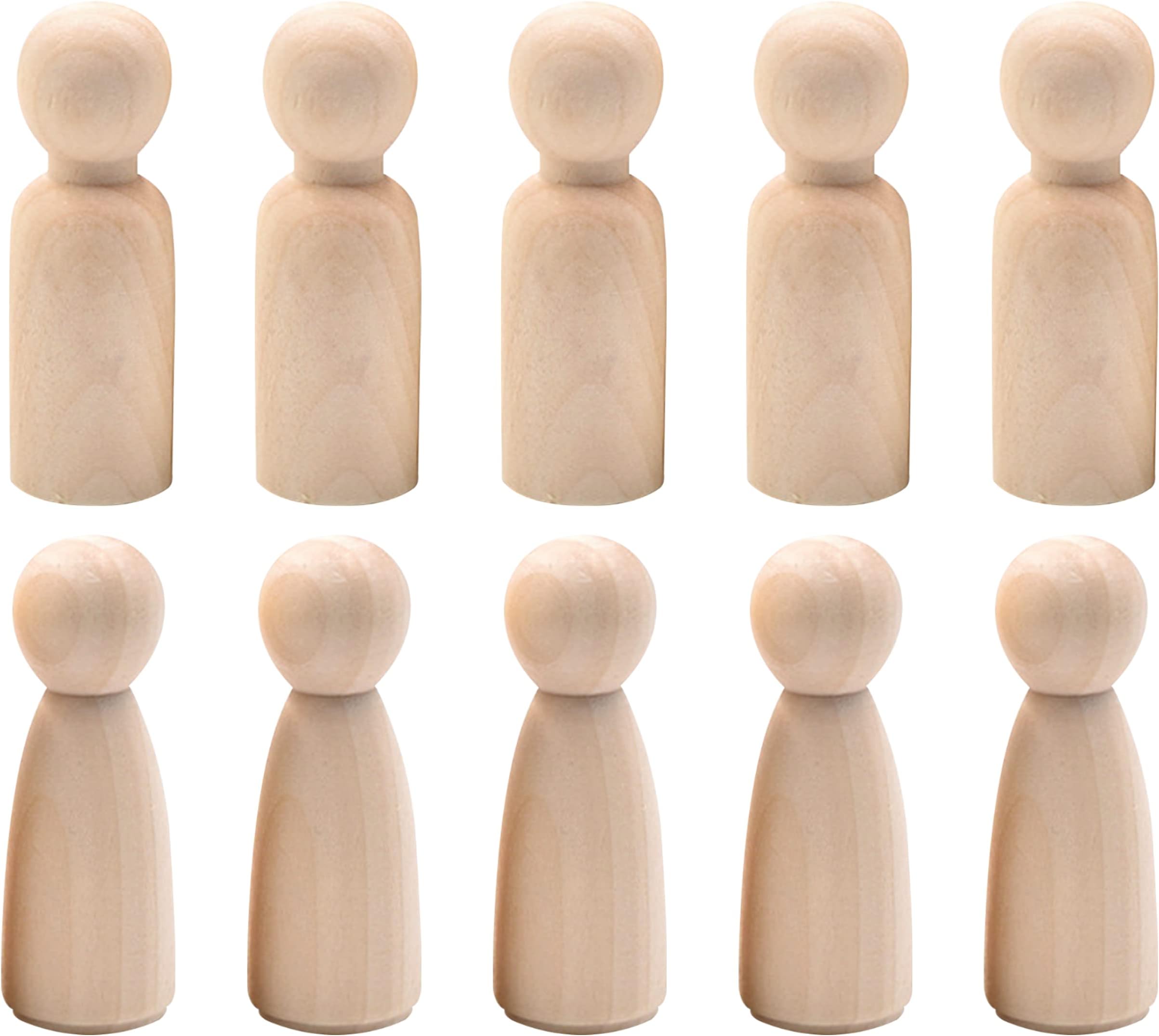 Muka 30 PCS Unpainted Wooden Peg Dolls 90 mm, Large Peg People Blank ...