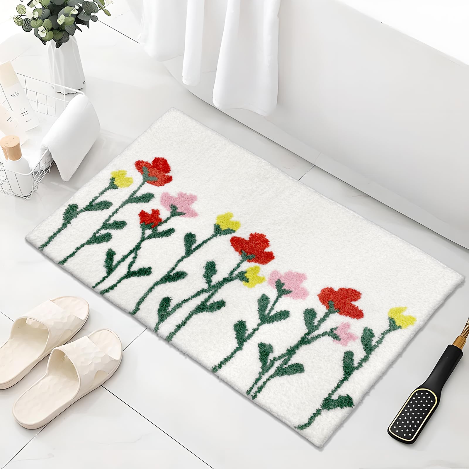 Amazon.com: APROPHIC Spring Floral Bathroom Rugs, Cute Bath Mat Non ...