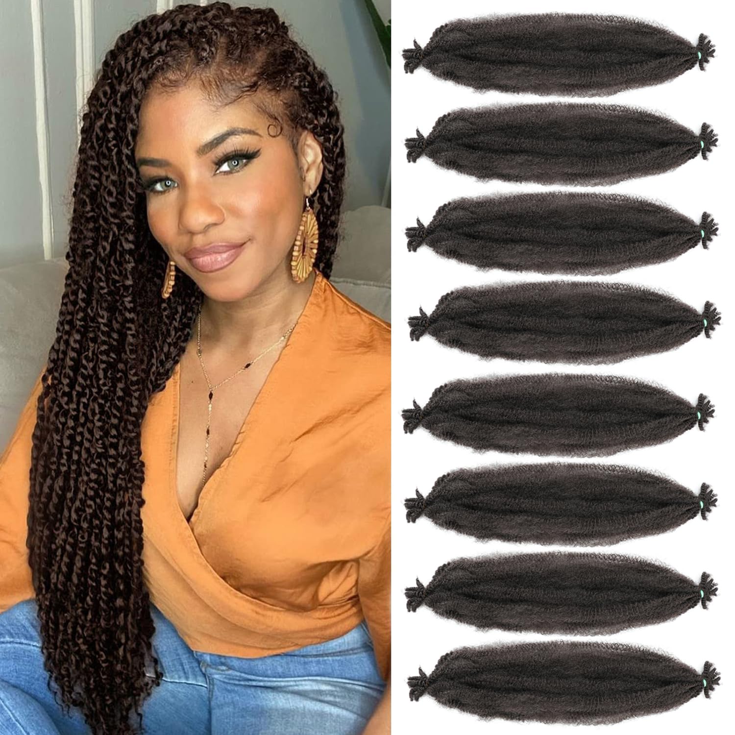 Springy Afro Twist Hair Pre Fluffed Marley Twist Braiding Hair Spring ...