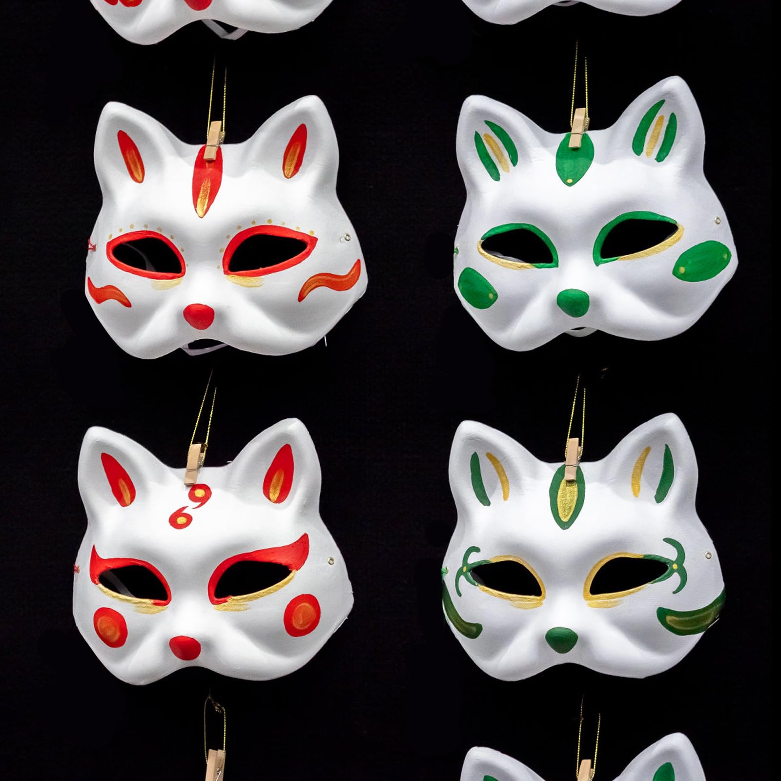 Landifor 20 pcs Cat Masks DIY Paper Cat Mask Therian Cat Mask Anime ...