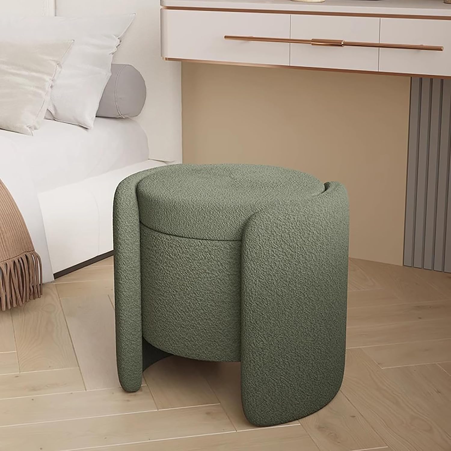 Amazon.com: Makeup Chair Faux Fur Vanity Stool with Storage - Modern ...
