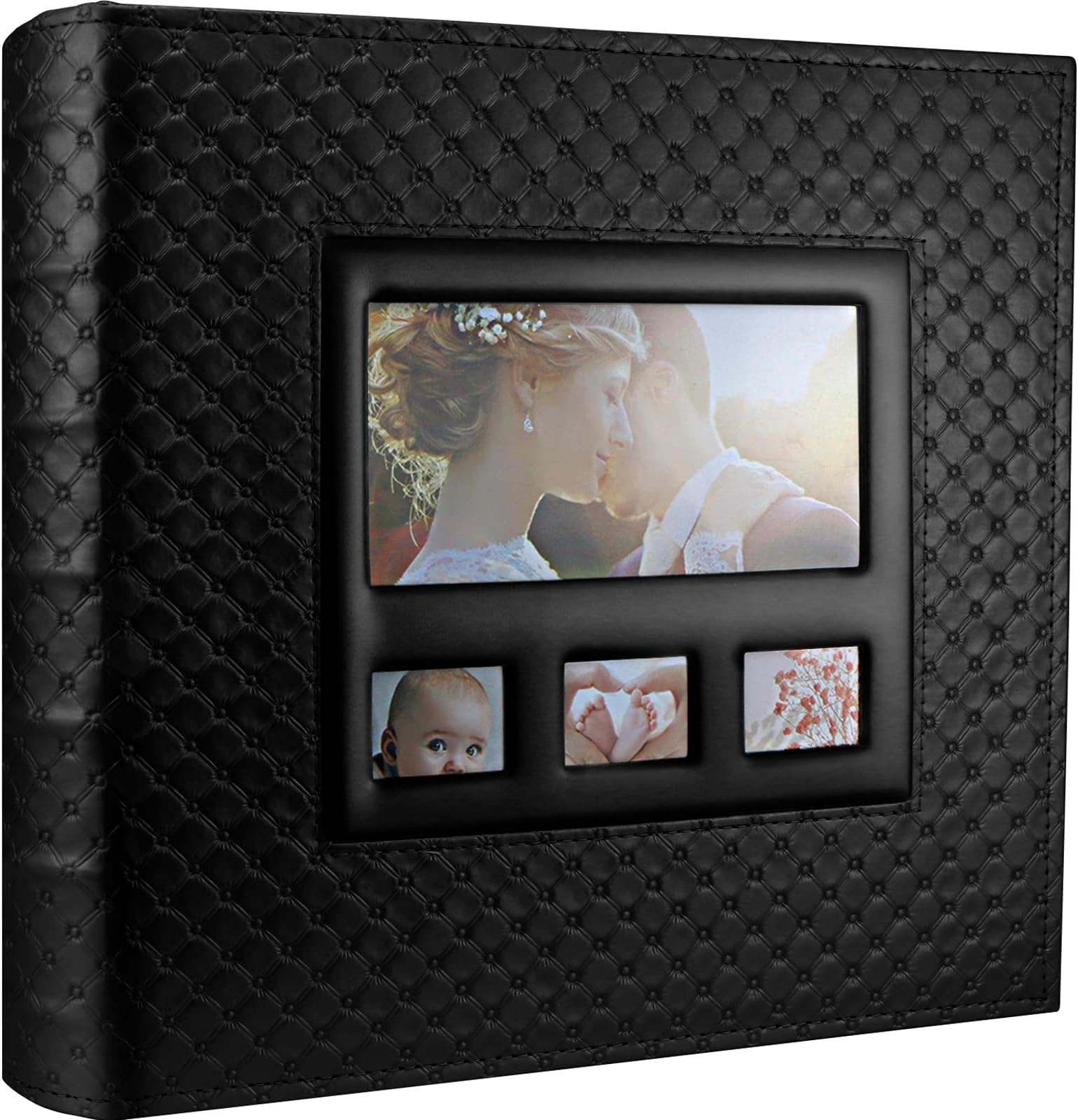 Amazon.com: Large Photo Album 4x6 600 Photos Leather Cover Black Inner ...