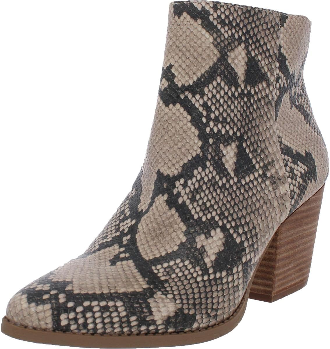 Amazon.com: Sun + Stone Womens Eryn Snake Print Block Heel Boot Ivory 7 ...