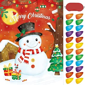 Amazon.com: Pin The Nose on The Snowman Party Games - Christmas Party ...