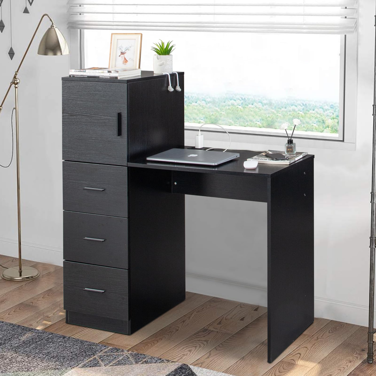 Amazon.com: Home Office Computer Desk Corner Desk with 3 Drawers, 1 ...