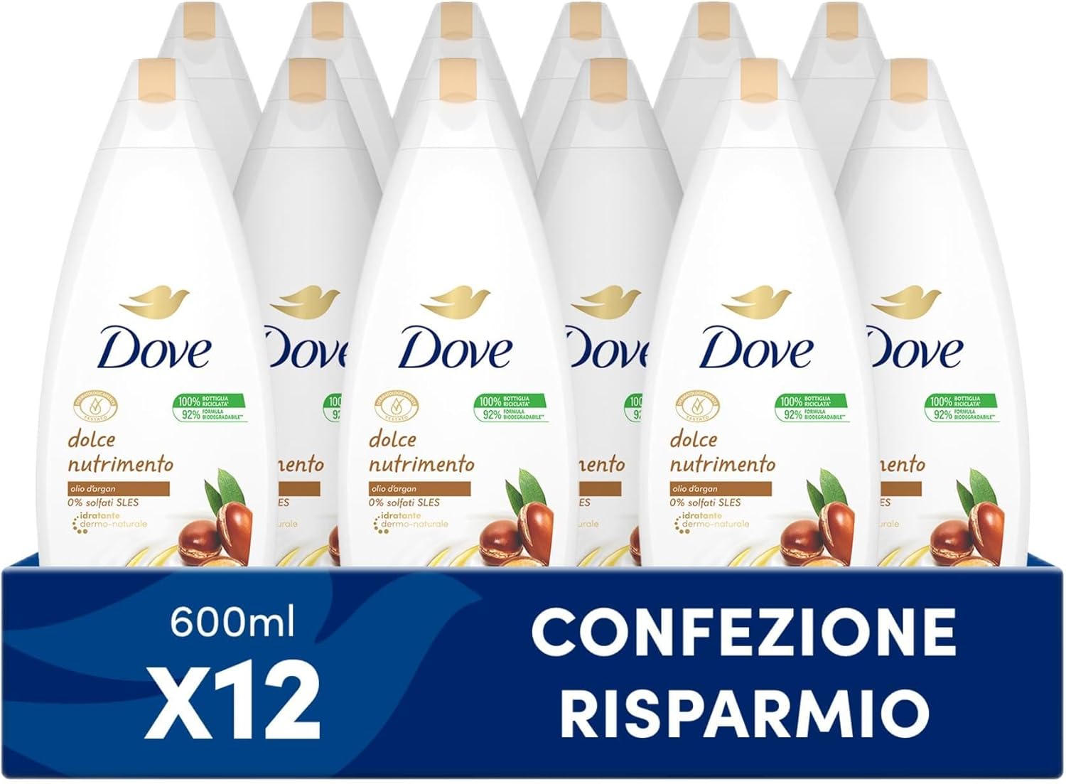 Dove, Bagnodoccia Dolce Nutrimento, con Idratante Dermo-Naturale, Olio ...