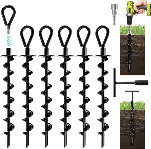 Amazon.com : 6 Pack Heavy Duty Ground Anchors, Shed Anchors kit, Swing ...