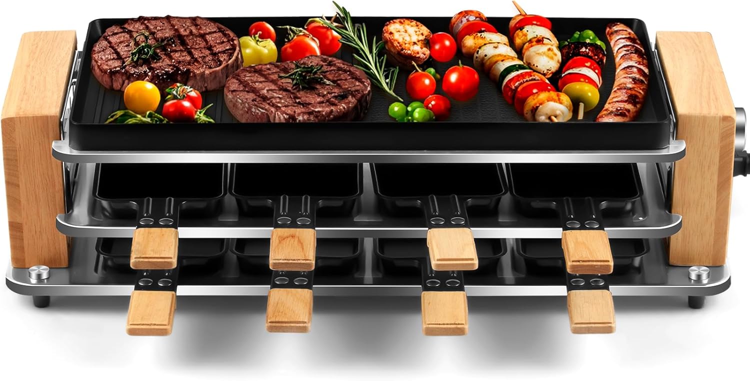 Amazon.com: CUSIMAX Electric Grill Raclette Table Grill, 2 in 1 Indoor ...