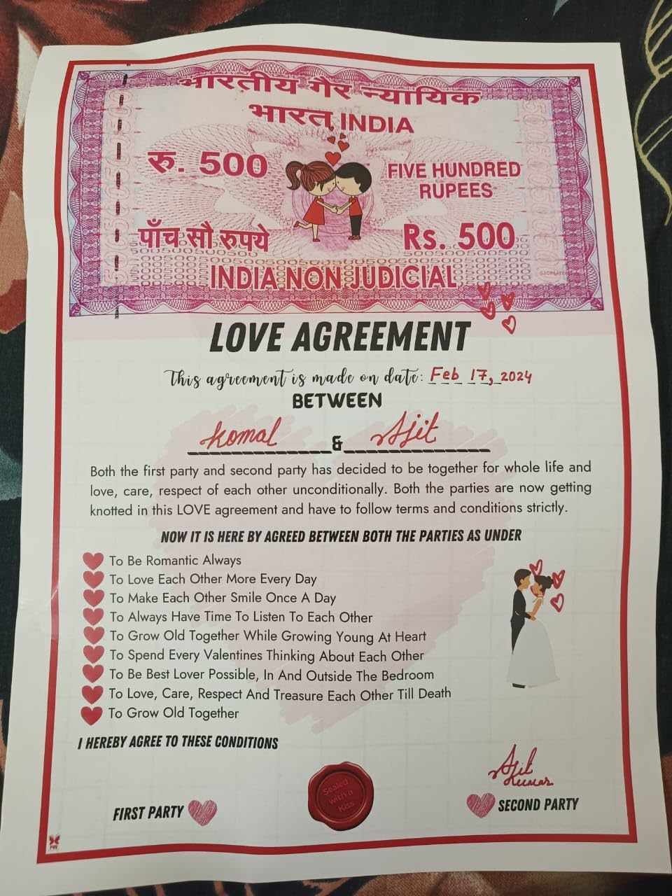 Lovelto Love Contract Agreement / Love Agreement Certificate With Pre ...