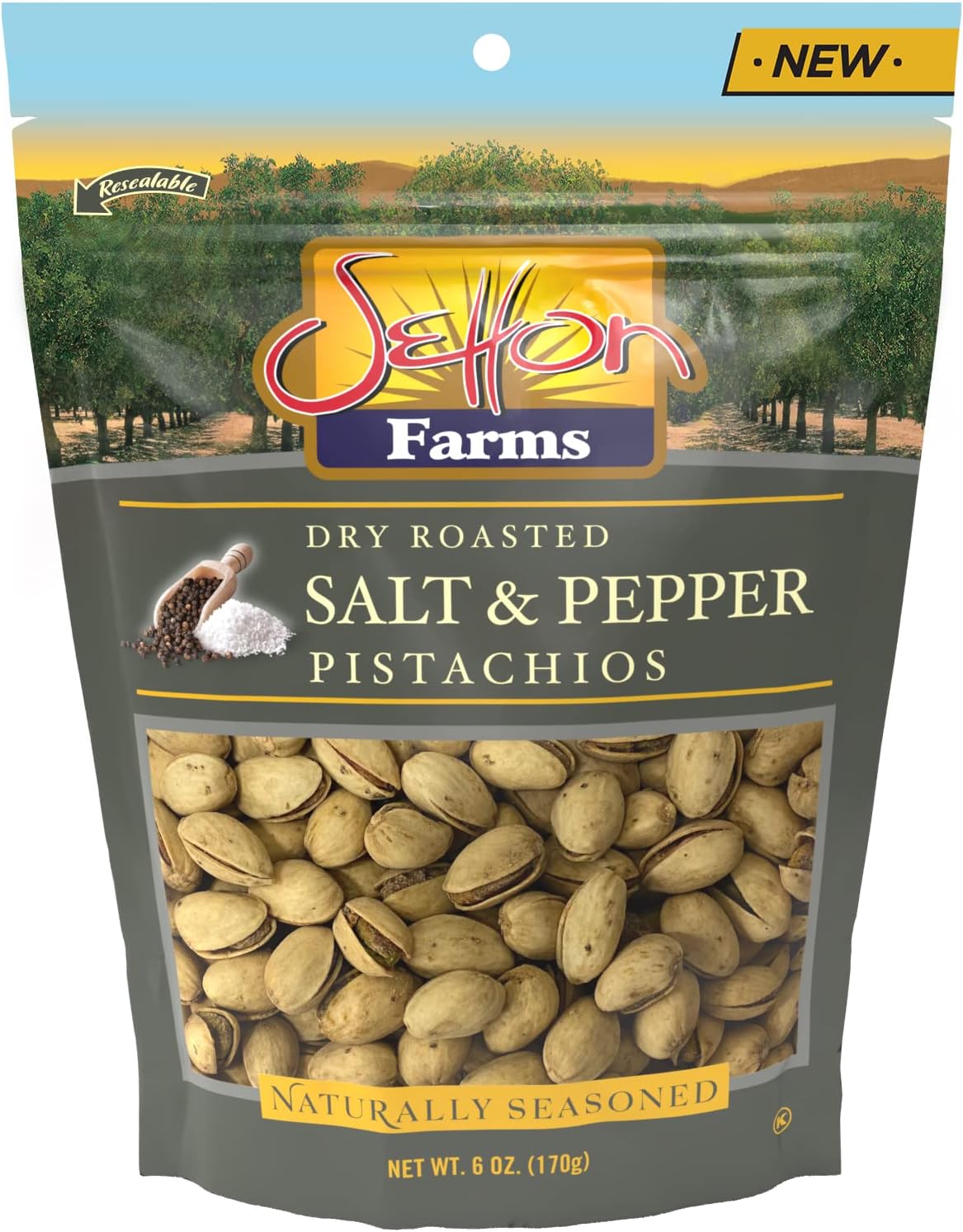 Amazon.com : Pistachios Salt & Pepper, In-Shell, 6 Oz. Bag, Kosher ...