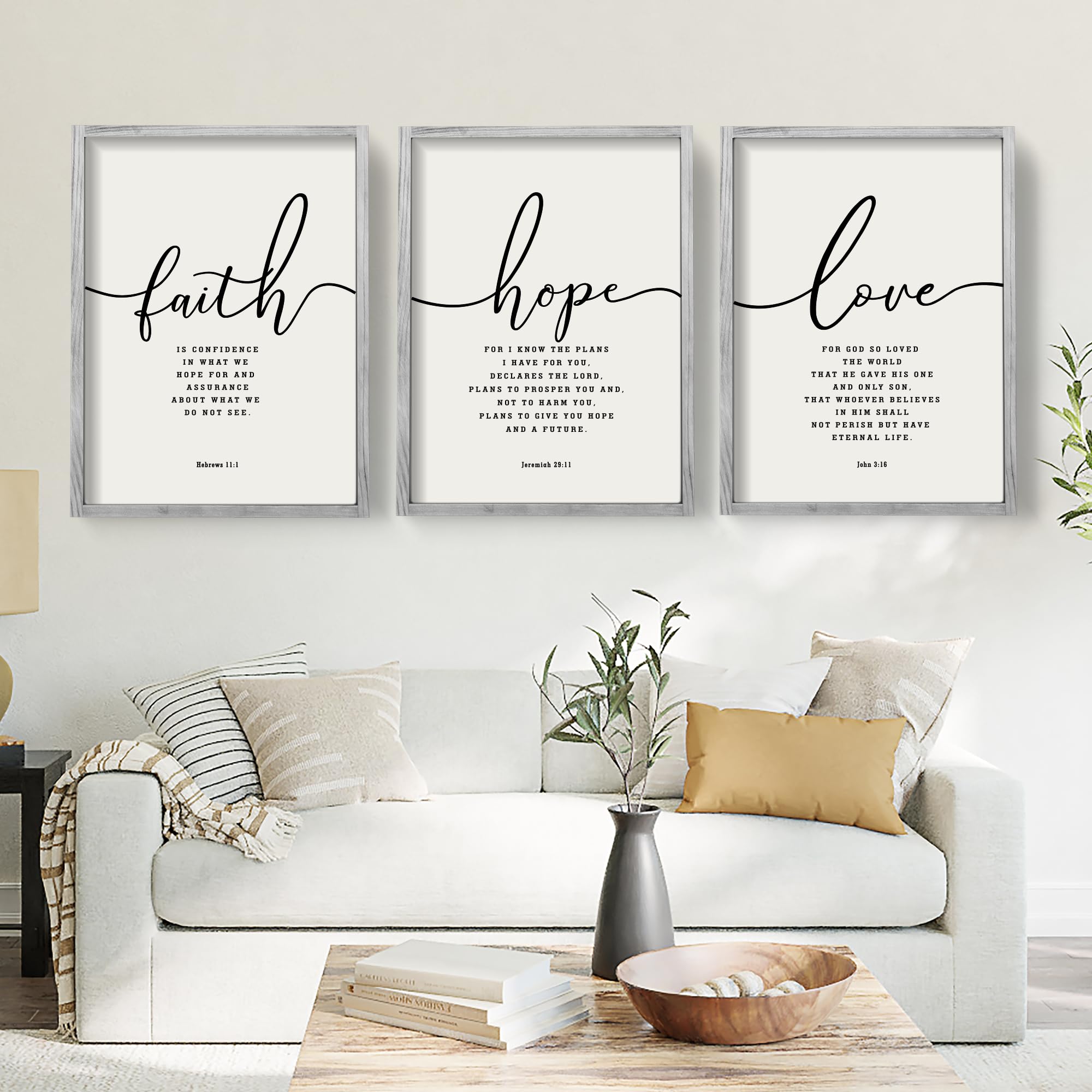 Amazon.com: Houmury Set of 3 Framed Farmhouse Bible Verses Wall Decor ...