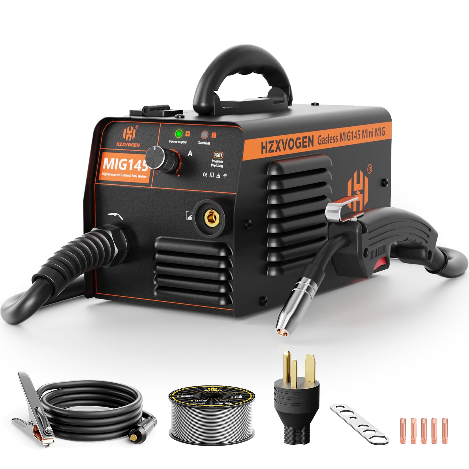 H HZXVOGEN 145A MIG Welder 110/220V Dual Voltage Welding Machine ...
