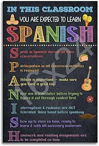 Amazon.com: Spanish Class Rules Poster in This Classroom You Are ...