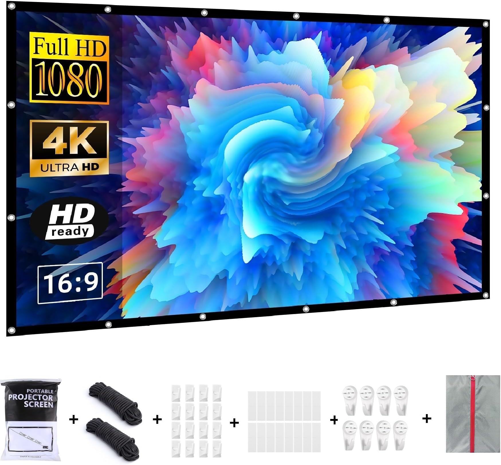 Amazon.com: Projector Screen 150 Inch Outdoor Portable Movie Screen,16: ...