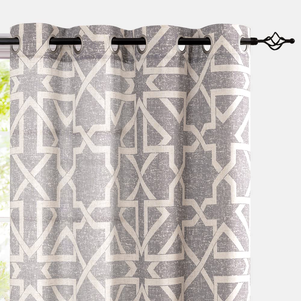 Amazon.com: JINCHAN Linen Curtains for Living Room, Geometric Lattice ...