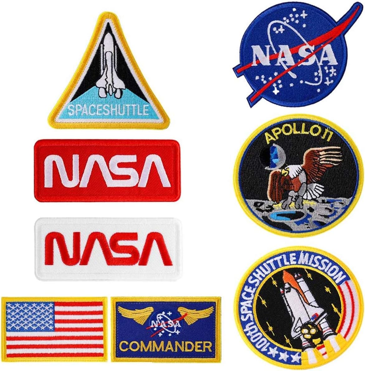 Amazon.com: 8Pcs NASA Patches,Embroidered Iron On or Sew On Space ...