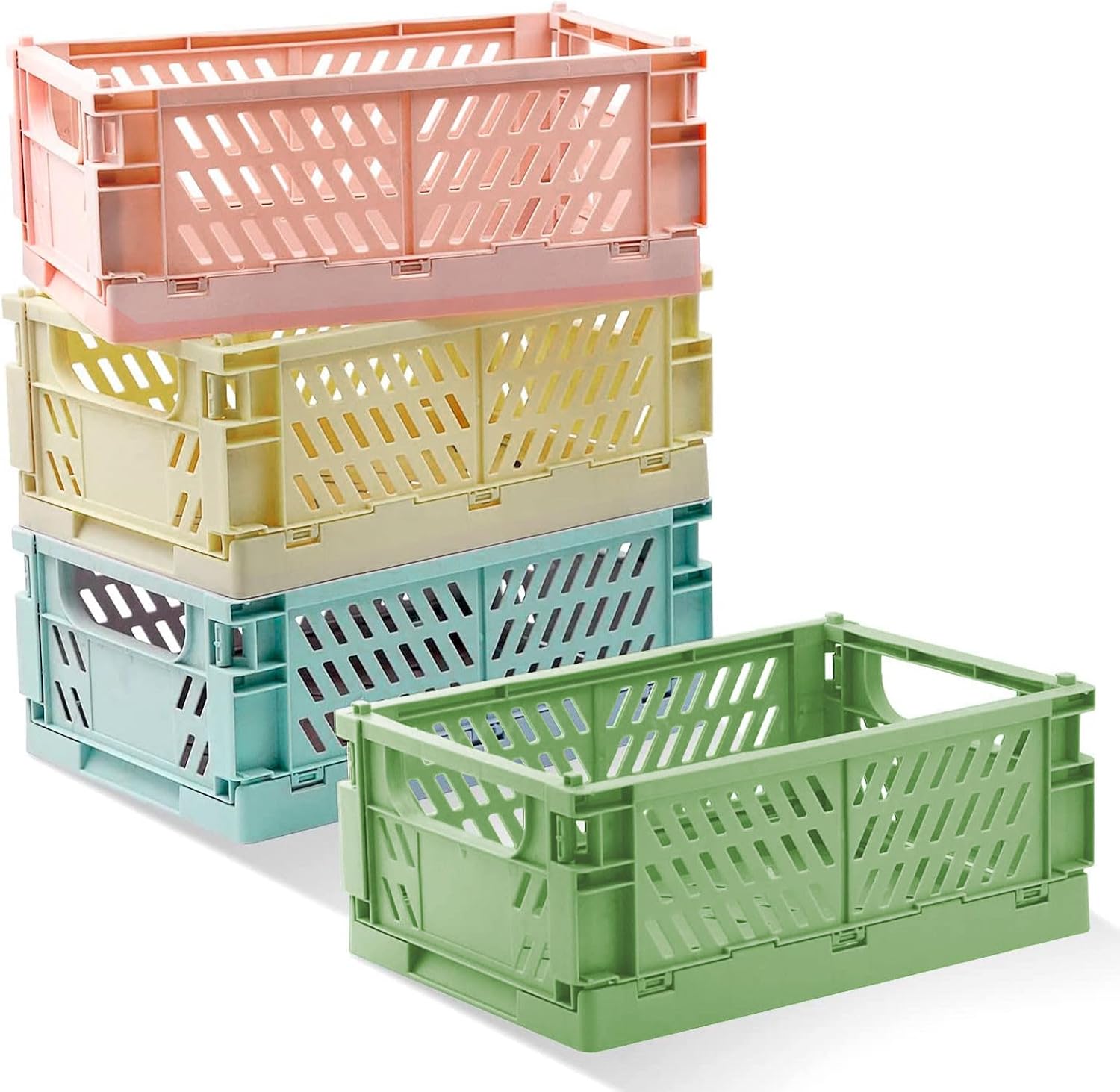 MSYU 4 Pcs Mini Stackable Crates Decor Danish Pastel Aesthetic Stacking ...
