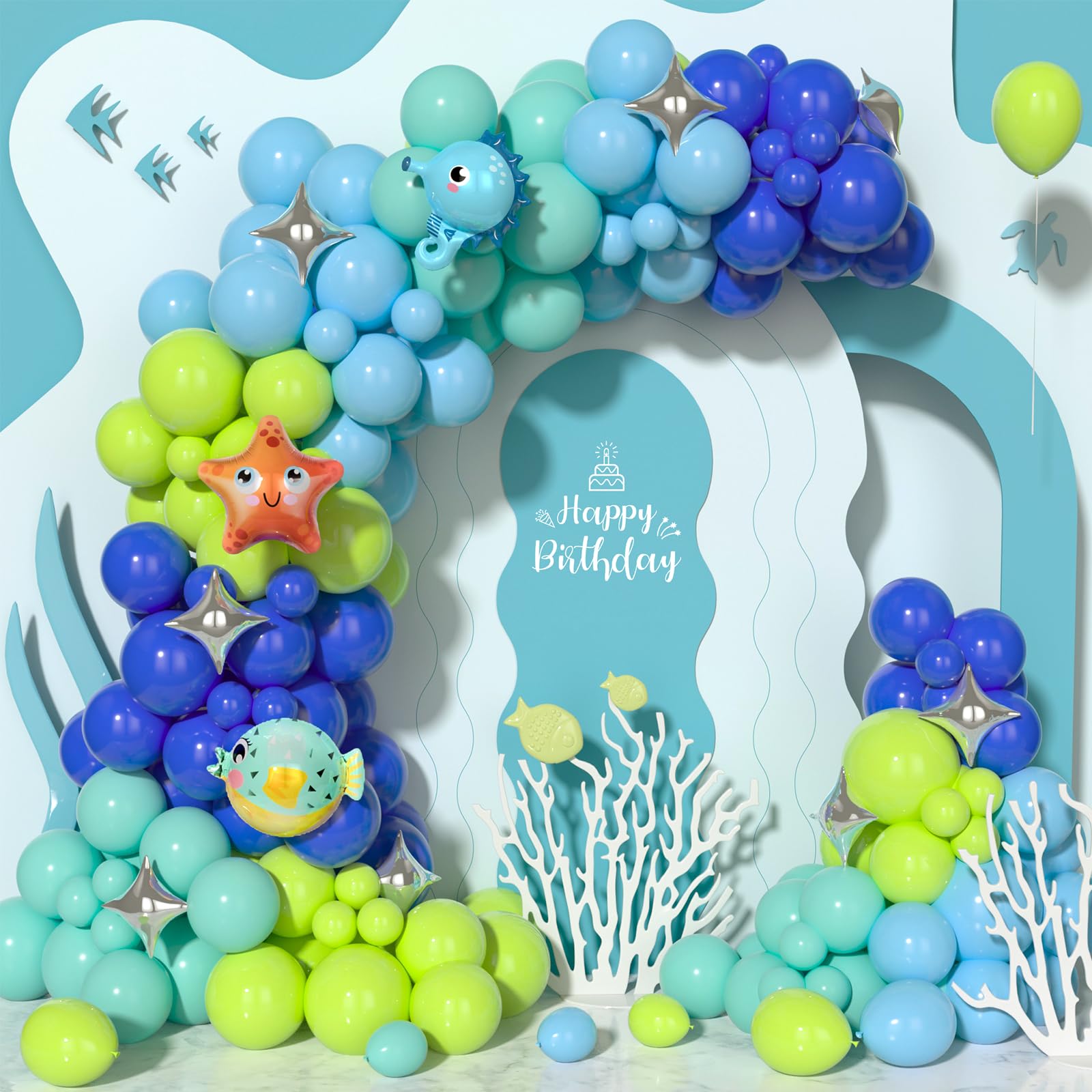 Sea Theme Balloon Decoration GEEKEO Under The Sea Ocean Theme Shark