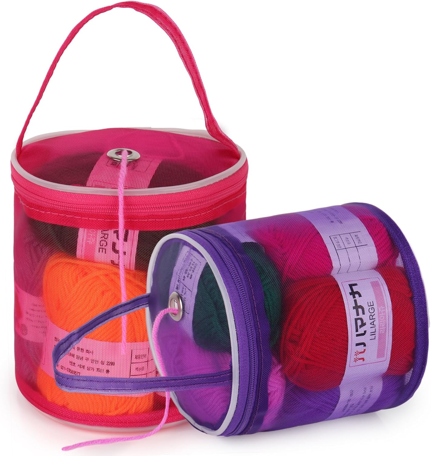 Amazon.com: Katech 2 pcs Empty Mesh Yarn Bags Small Round Yarn Storage ...