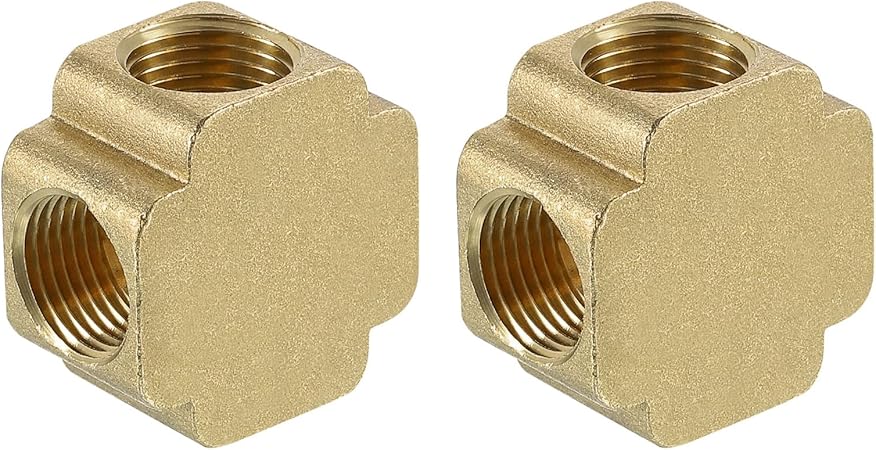 Amazon.com: uxcell Brass 4 Way Pipe Fitting, G1/2" Female Barstock ...