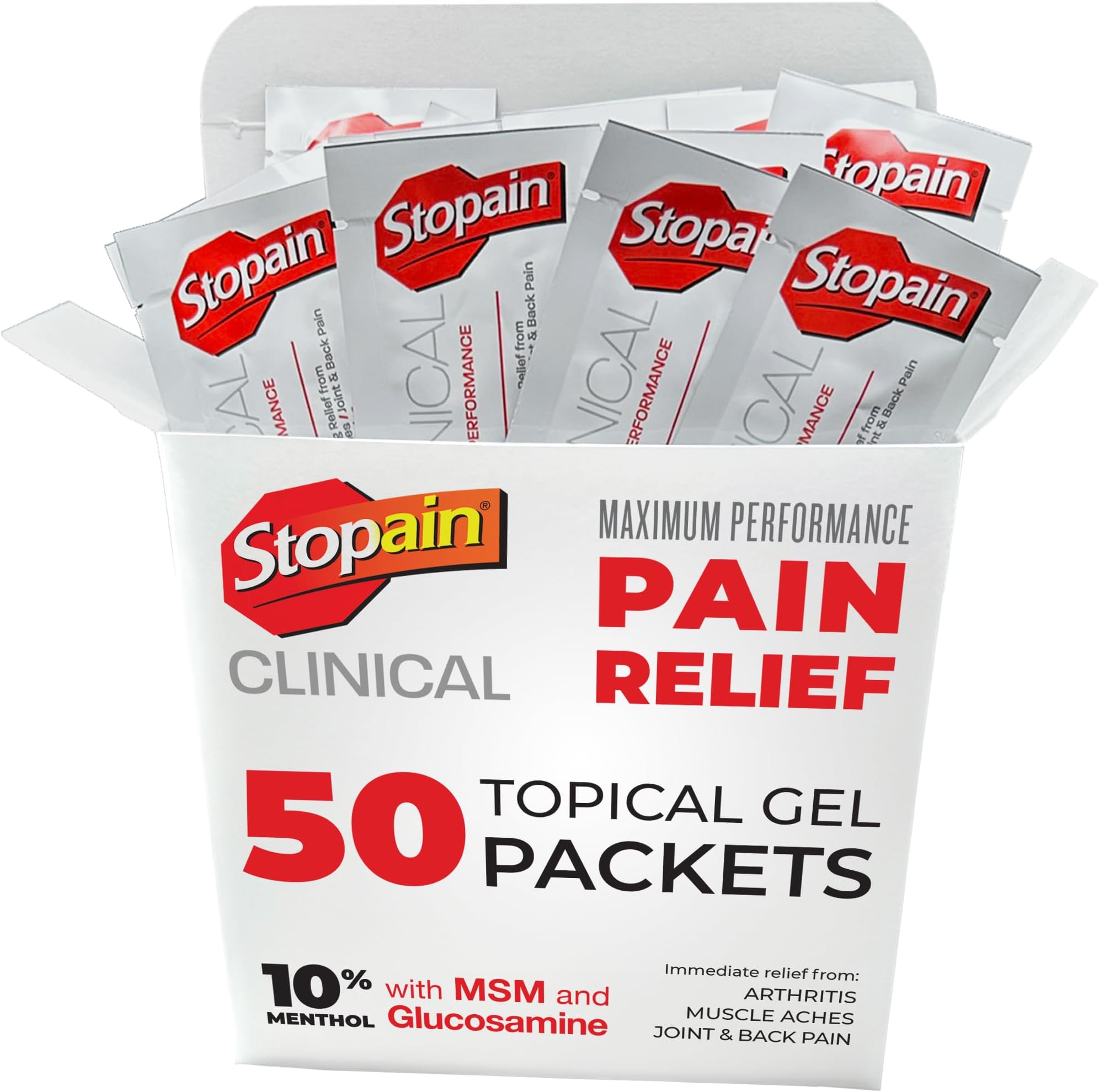 Amazon.com: Stopain Pain Relief Clinical Gel Packets, 50 Pack, USA Made ...