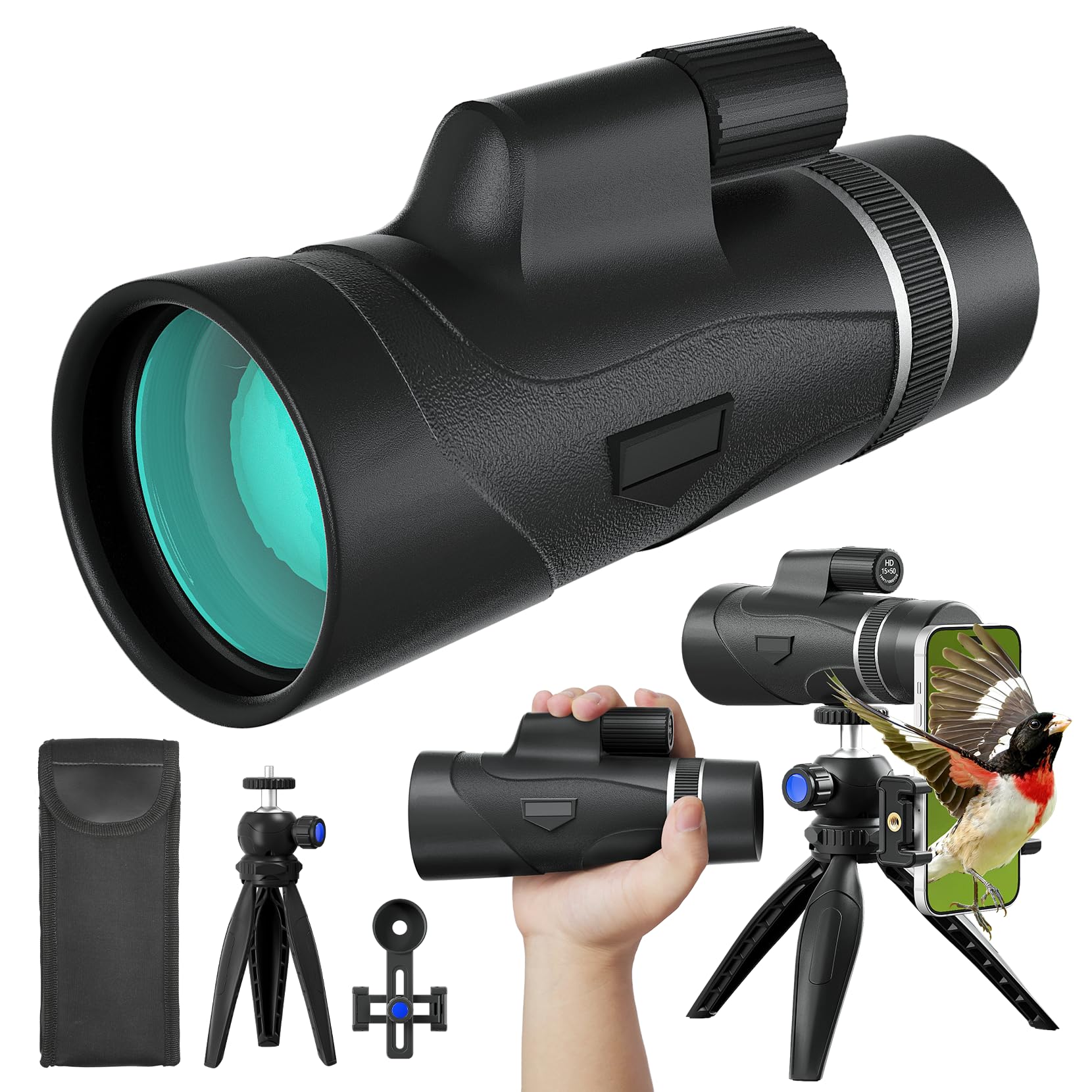 Amazon.com : 15x50 HD Monocular for Adults High Powered with Phone ...