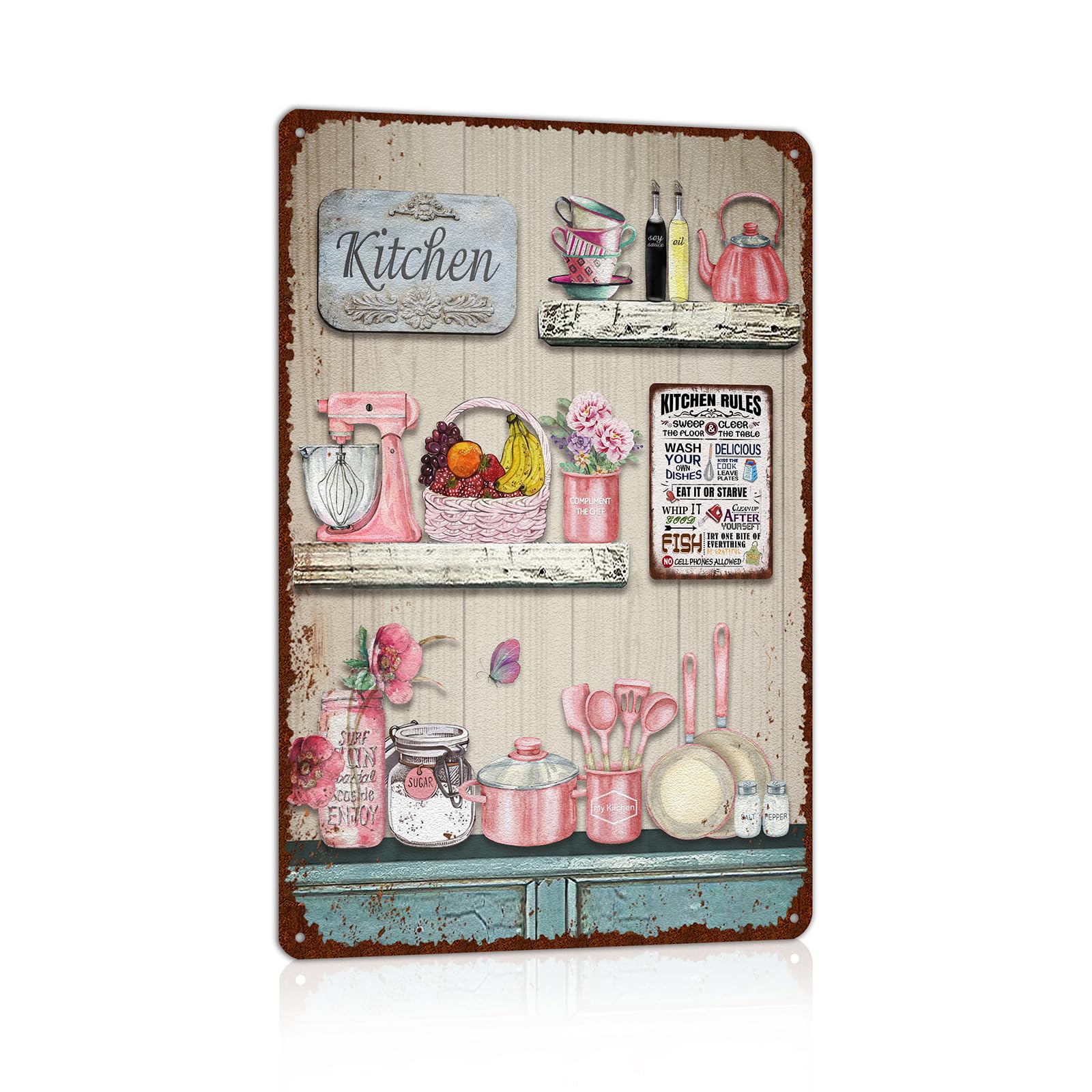 Amazon.com: Vintage kitchen signs wall decor Farmhouse Kitchen Metal ...