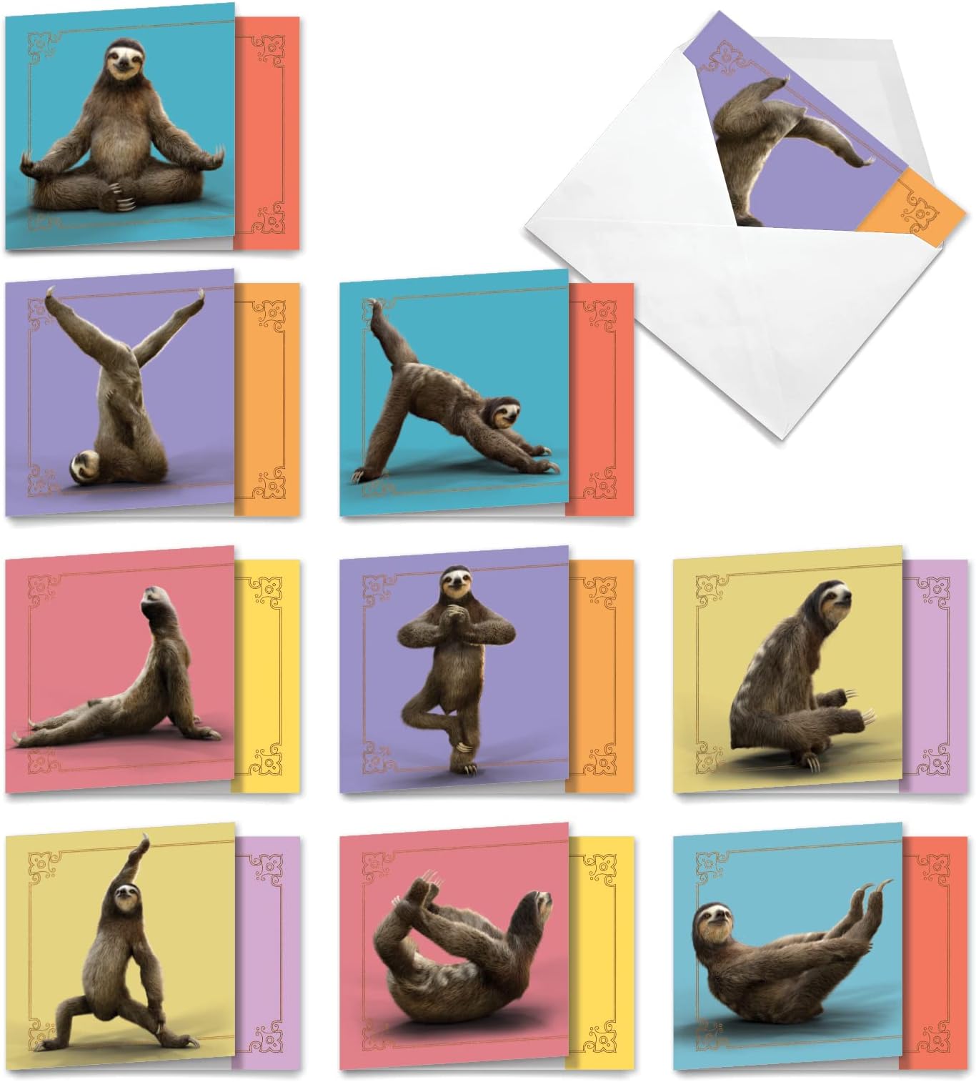 Amazon.com : The Best Card Company - 10 Blank Yoga Note Cards (4x 5.12 ...