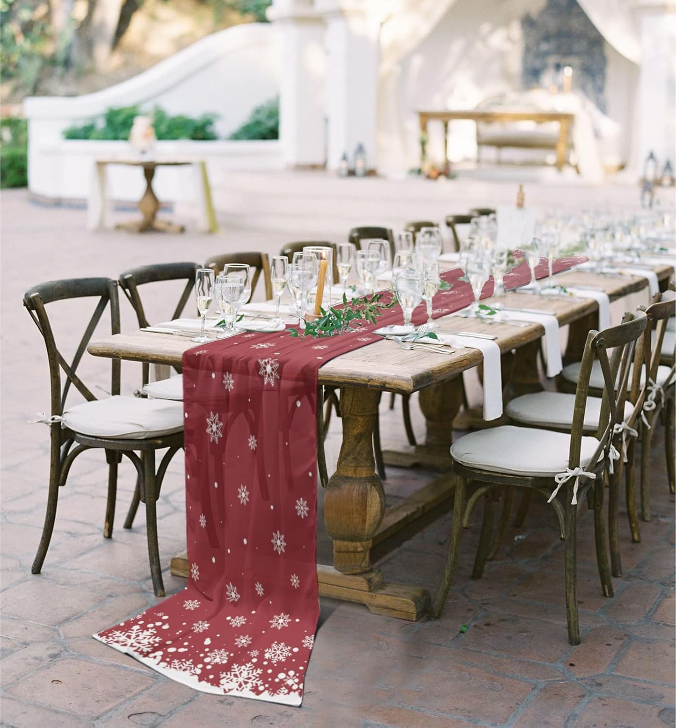 Double Love Fantasy Snowflake Chiffon Table Runner 120 Inches Long ...