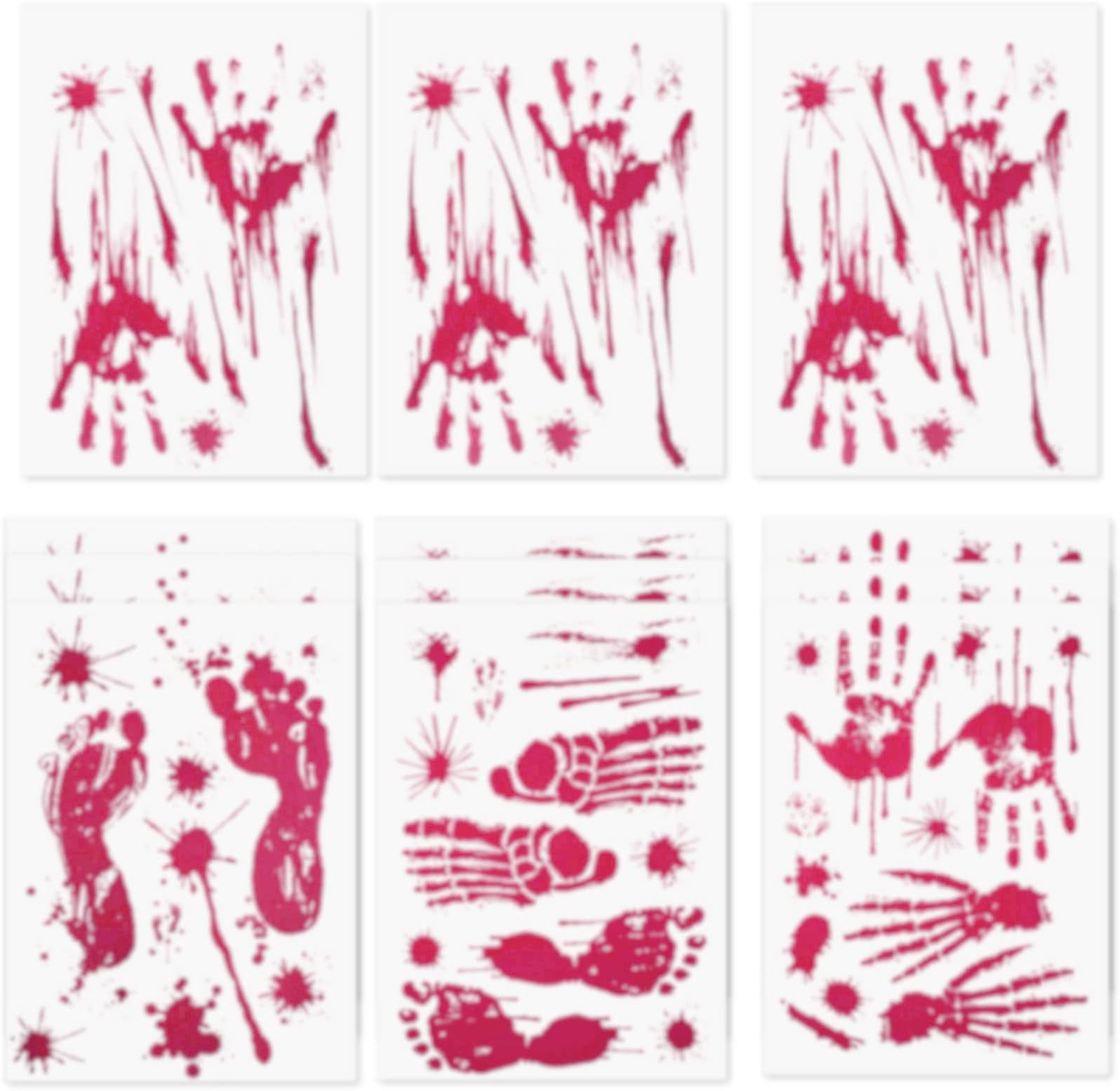 Amazon.com: 12 Sheets Halloween Decorations Blood Handprint Footprint ...