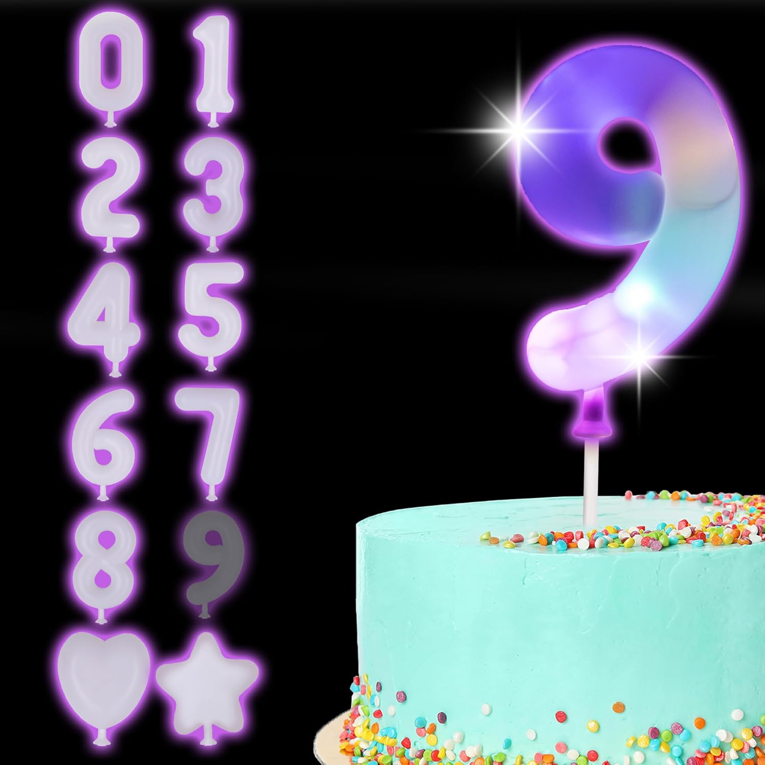 Amazon.com: ArtCreativity LED Numeric Birthday Cake Topper - Light Up ...