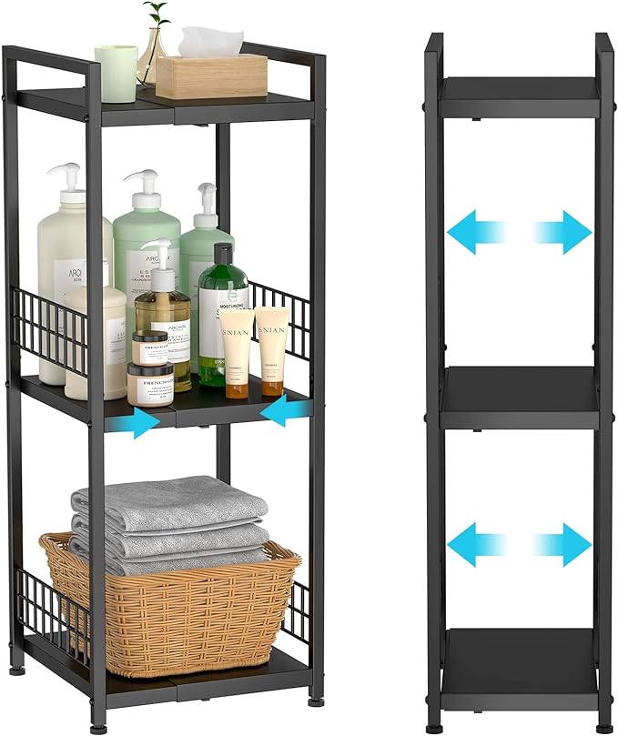Amazon.com: DAOUTIME 3-Tier Metal Shelving Unit, Expandable, Free ...