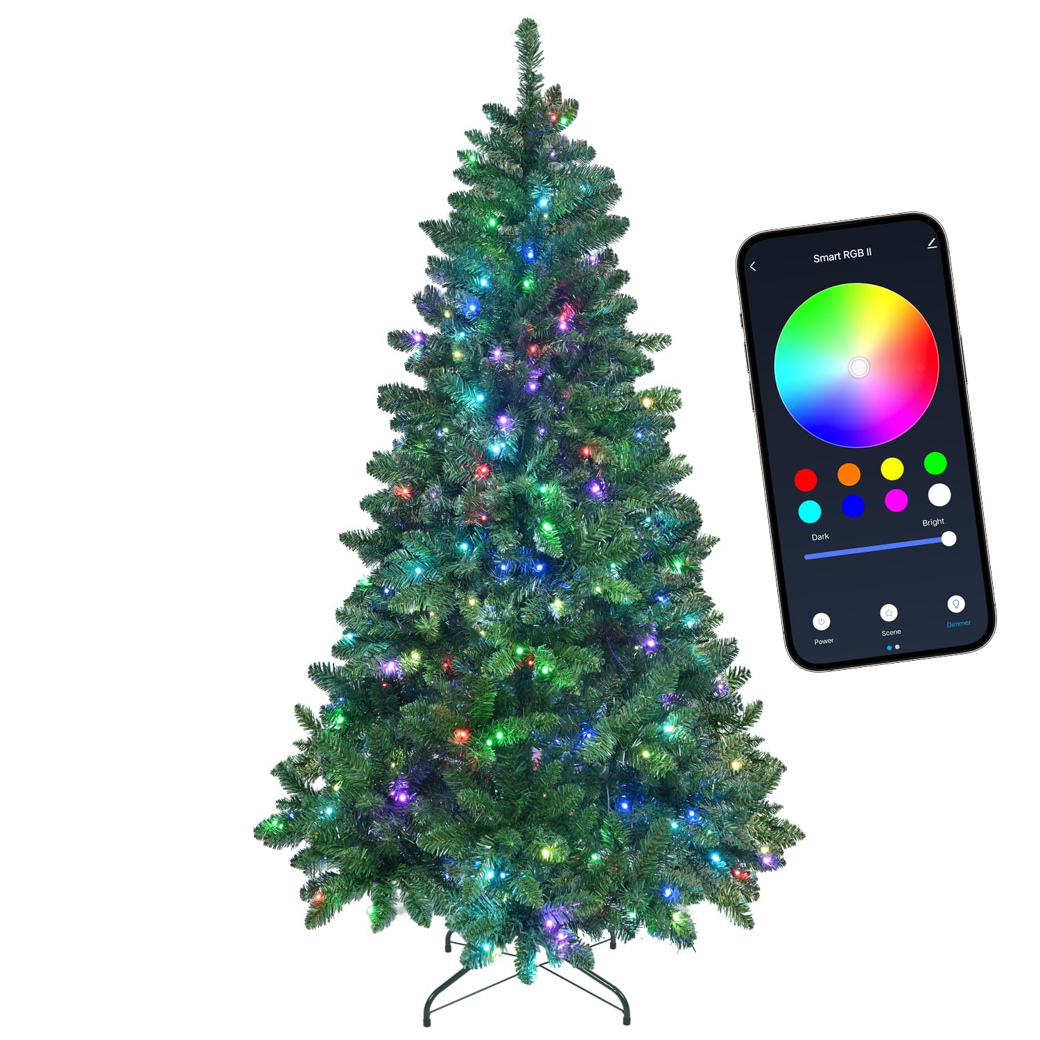 Amazon.com: 7FT Prelit Christmas Tree with 400 RGB Lights, Full Pre Lit ...