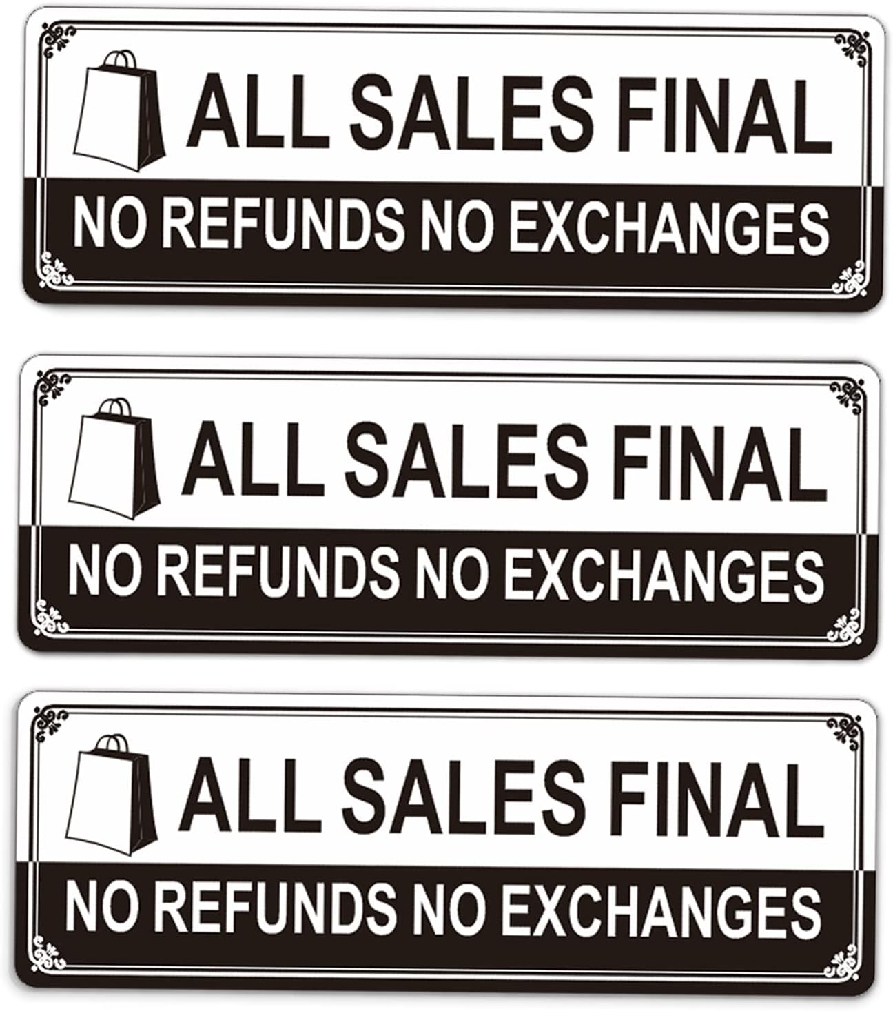 Amazon.com : Phyabe 3 Pack All Sales Final No Refunds No Exchanges Sign ...