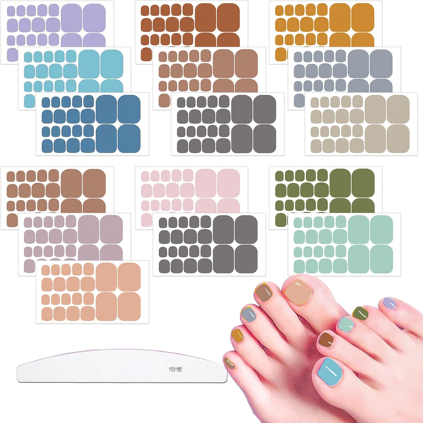 Amazon.com: DANNEASY 20 Sheets Toe Nail Stickers Toenail Polish Strips ...