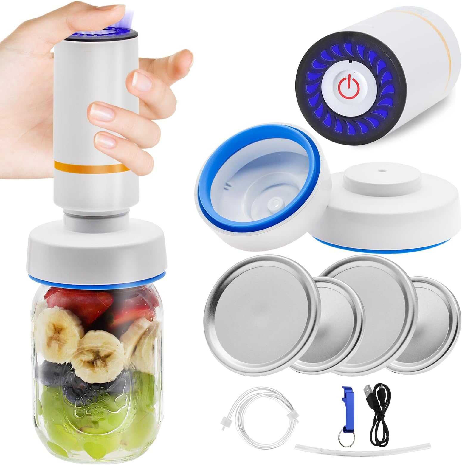 Amazon.com: Electric Mason Jar Vacuum Sealer Kit - Food Vacuum Saver Can Sealer Jar Seal Pump ...