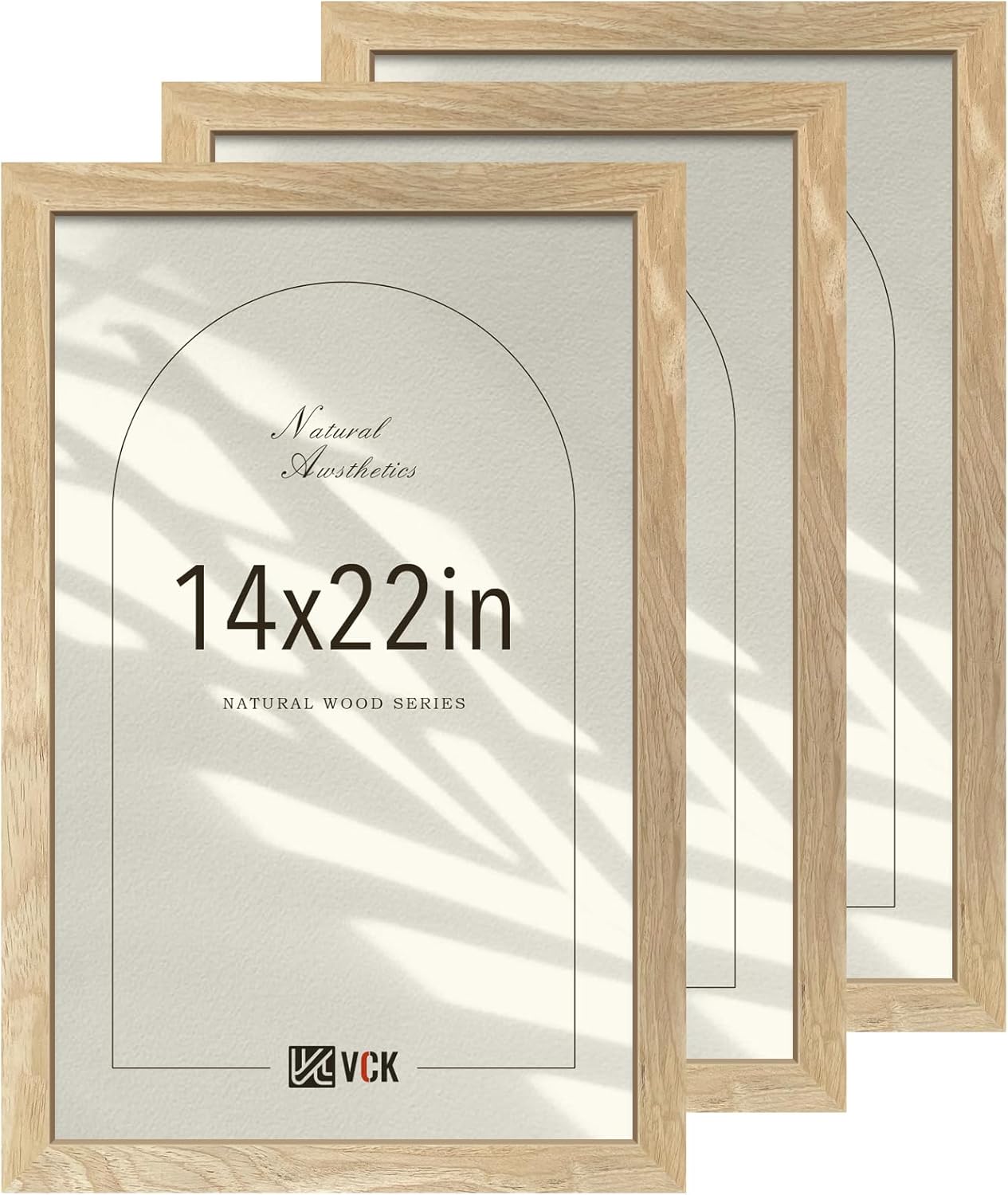 Amazon.com - VCK 14x22 Picture Frame Set of 3, Natural Solid Wood ...