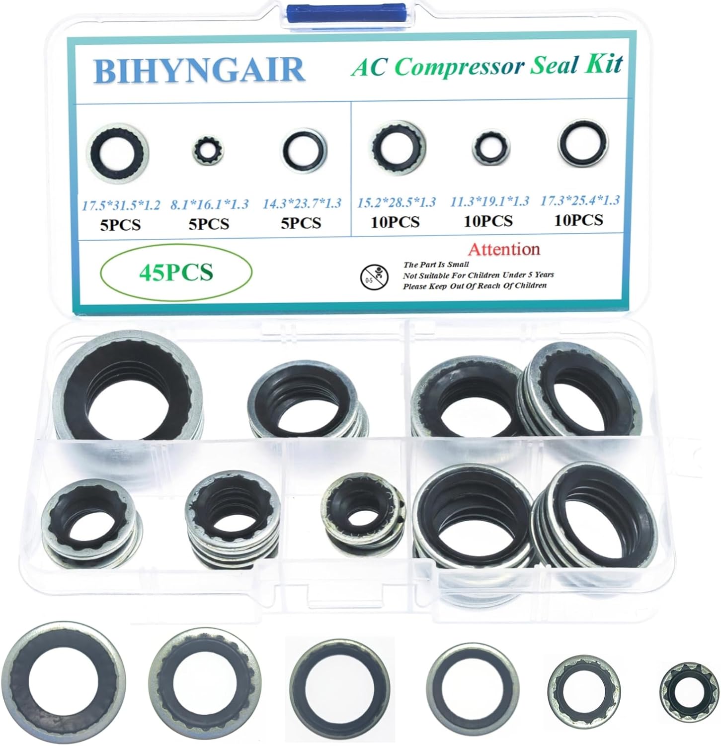 Amazon.com: BIHYNGAIR 45 Pcs AC Compressor Seal Kit, Air Conditioning ...
