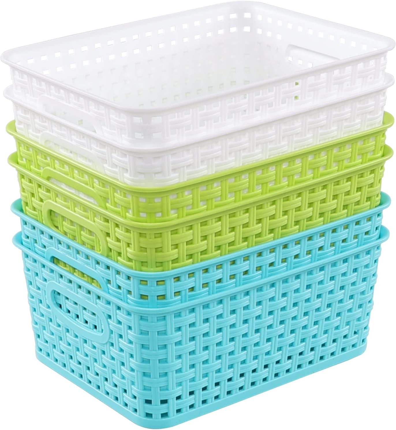 Qshape Kitchen Plastic Weave Storage Baskets, Plastic Woven Cupboard ...