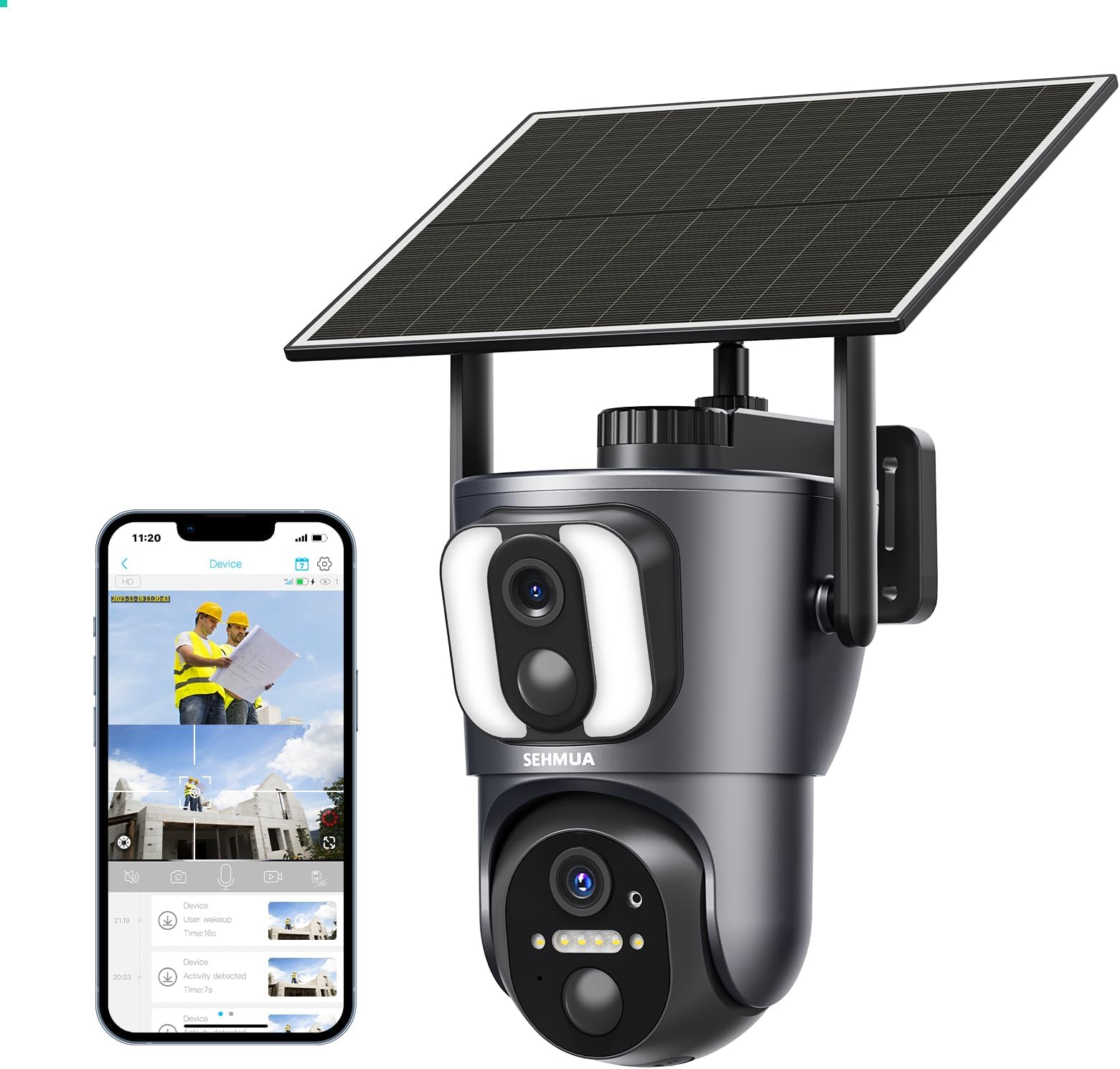 Amazon.com : SEHMUA 4G LTE Cellular Security Camera, Dual Camera Solar ...