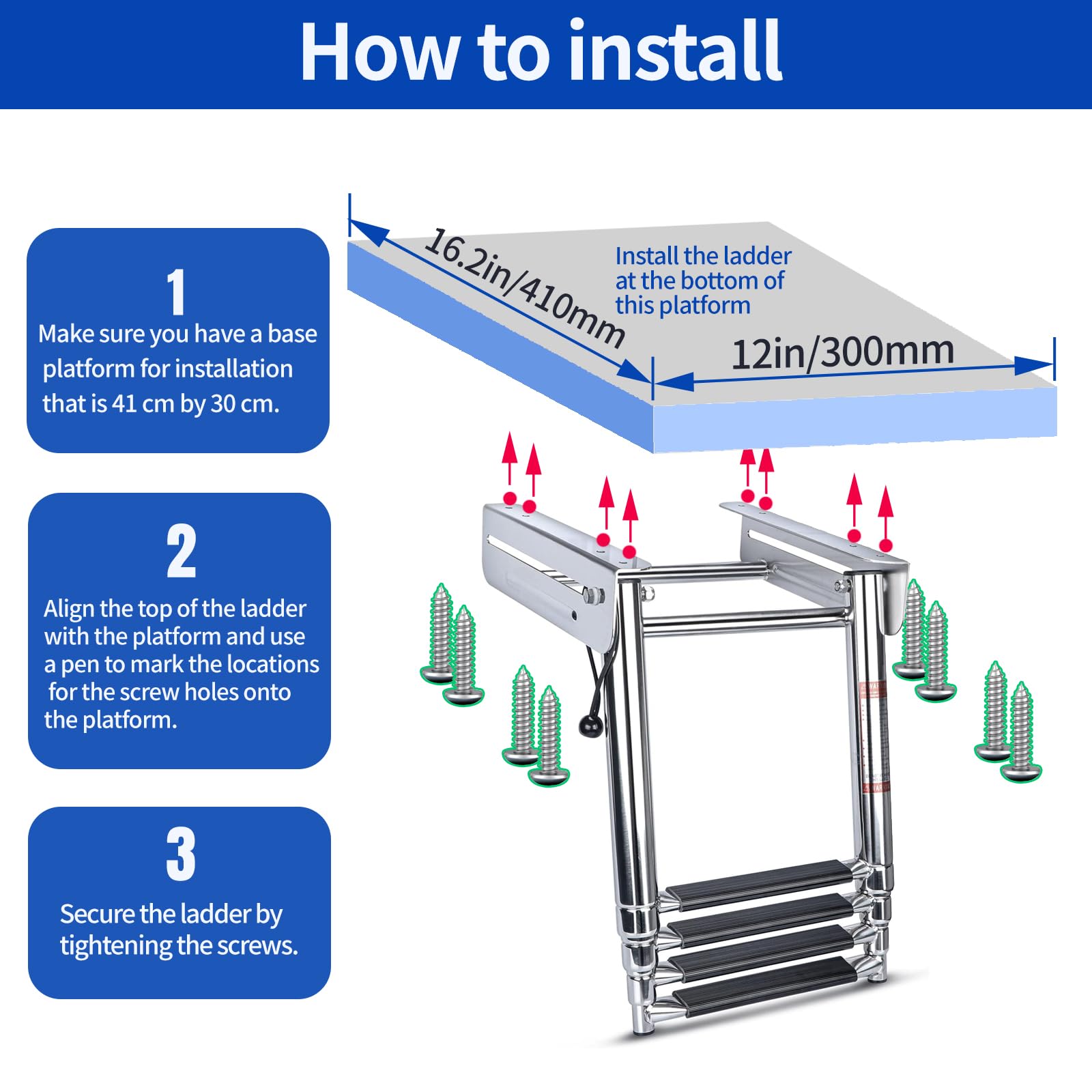 Snapklik.com : 3 & 4 Step Ladder Under Platform Slide Mount Boat ...