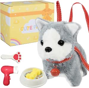 Amazon.com: lonfypeng Plush Toys Walking Dog Toys That Can Walk, Bark ...
