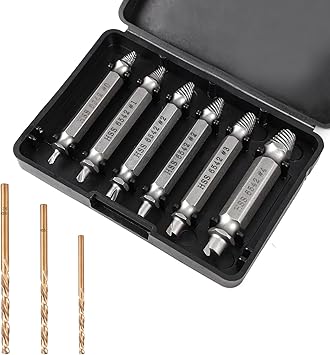 6pcs Damaged Screw Extractors with 3 Twist Drill Bits, Broken Screw ...