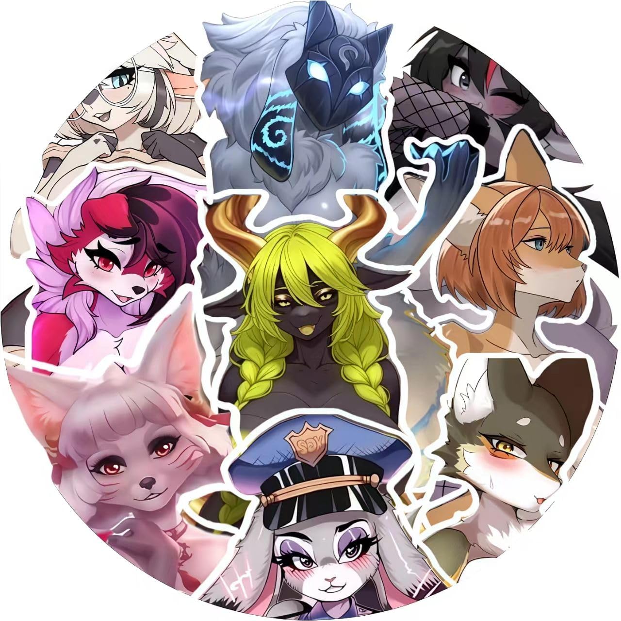 Amazon.com: 60pcs Anime Waifu Stickers-Anime Furry Character Stickers ...