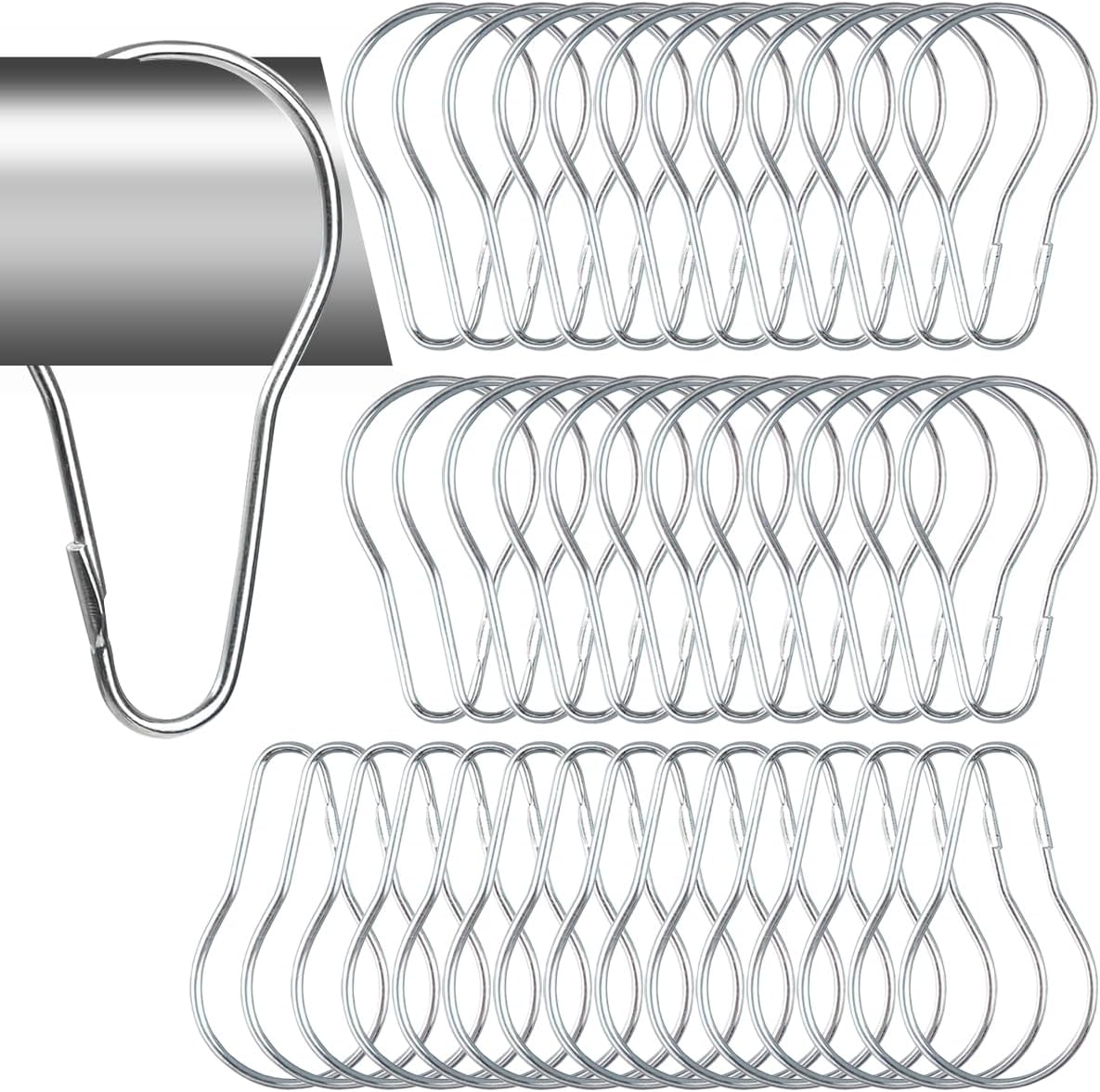 Amazon.com: LOSYHU 200 PCS Reusable Hanging Shower Rings Metal Shower ...