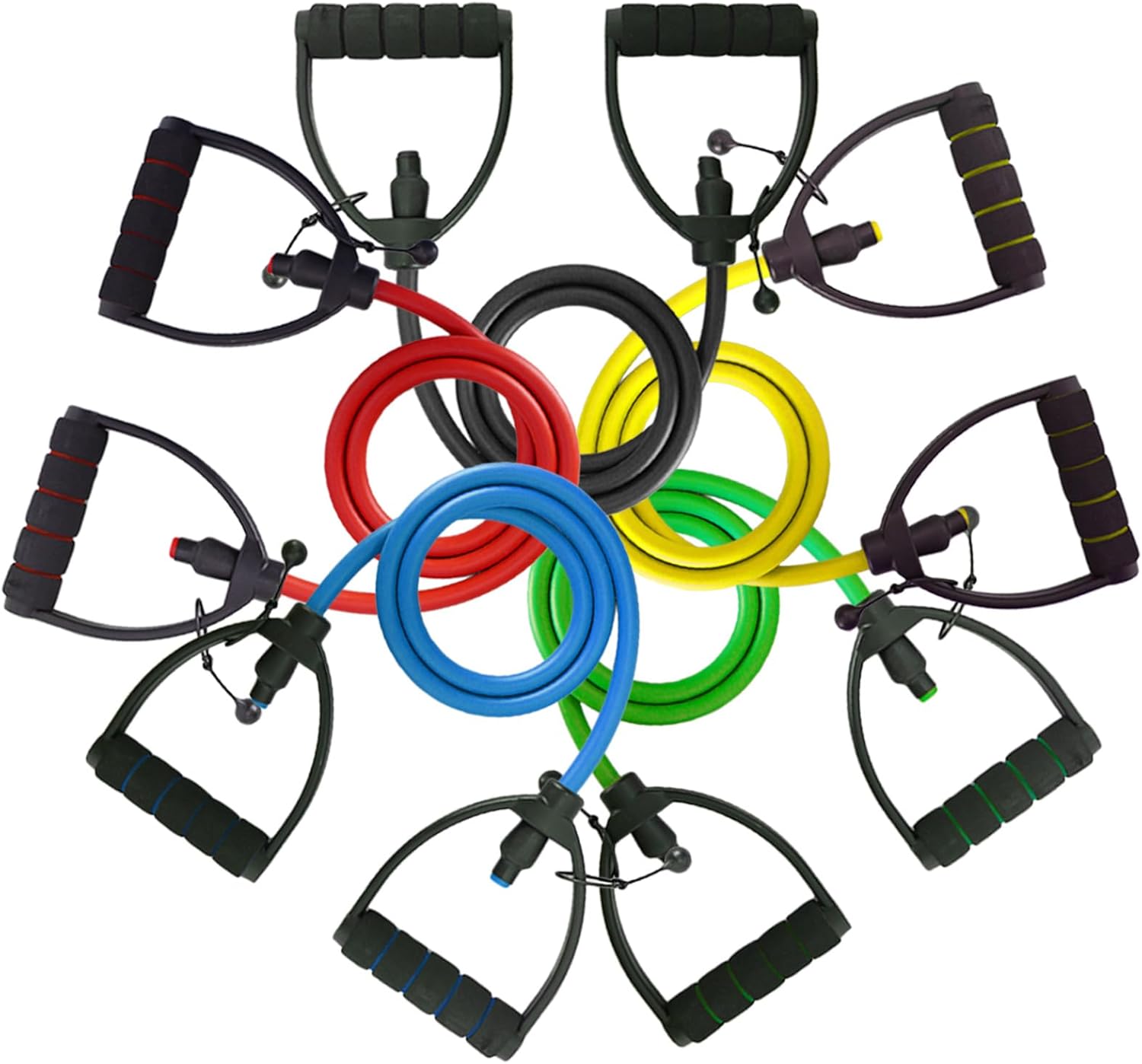 Amazon.com: 5 PCS Resistance Exercise Band with Handles, Exercise Bands ...