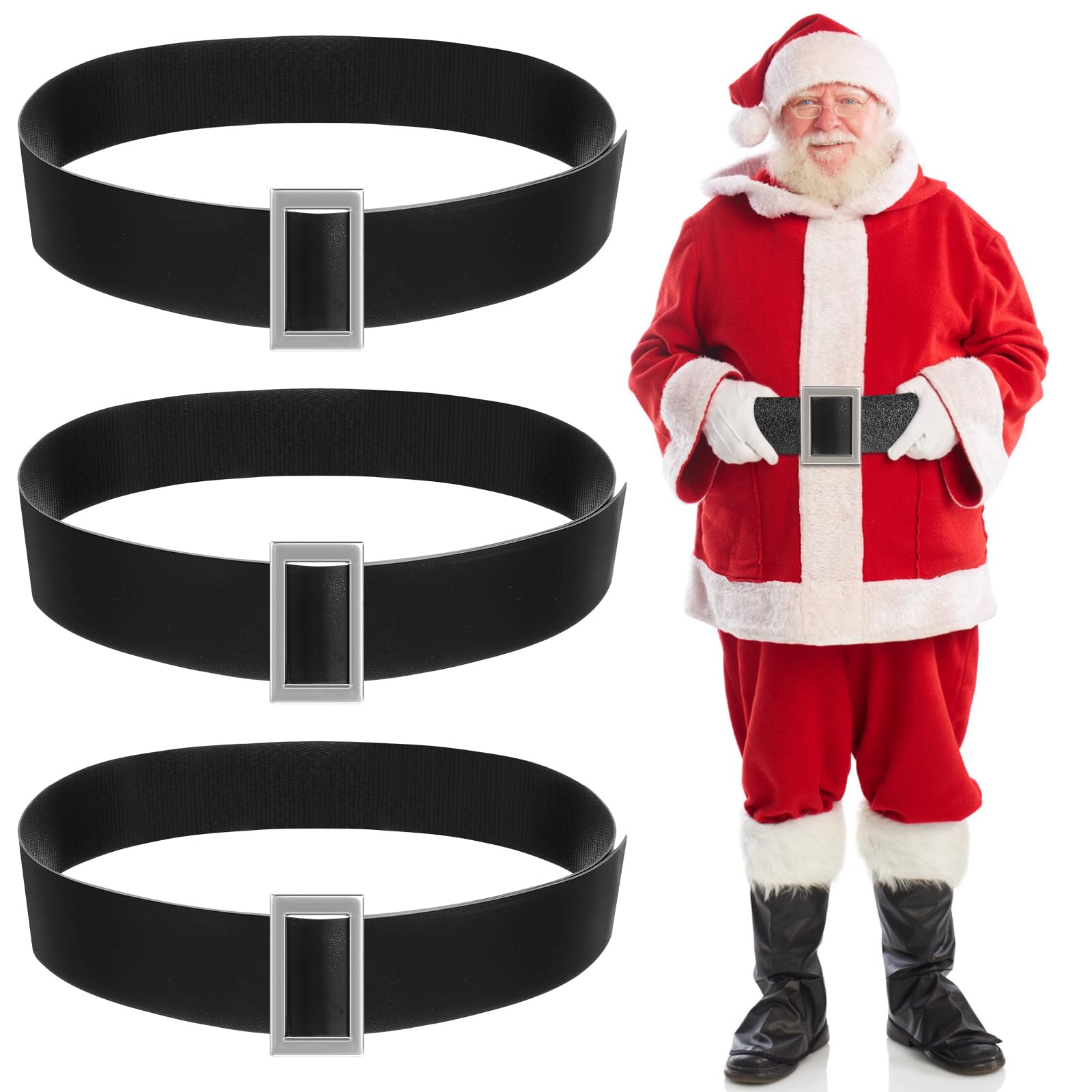 Amazon.com: MAGICLULU 3pcs Black Santa Claus Belt Adjustable Santa ...