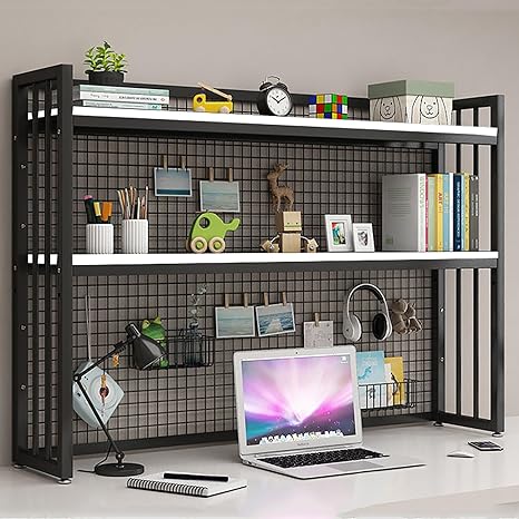 Amazon.com: 2 Tier Desktop Bookcase for Computer Desk,Wood Countertop ...