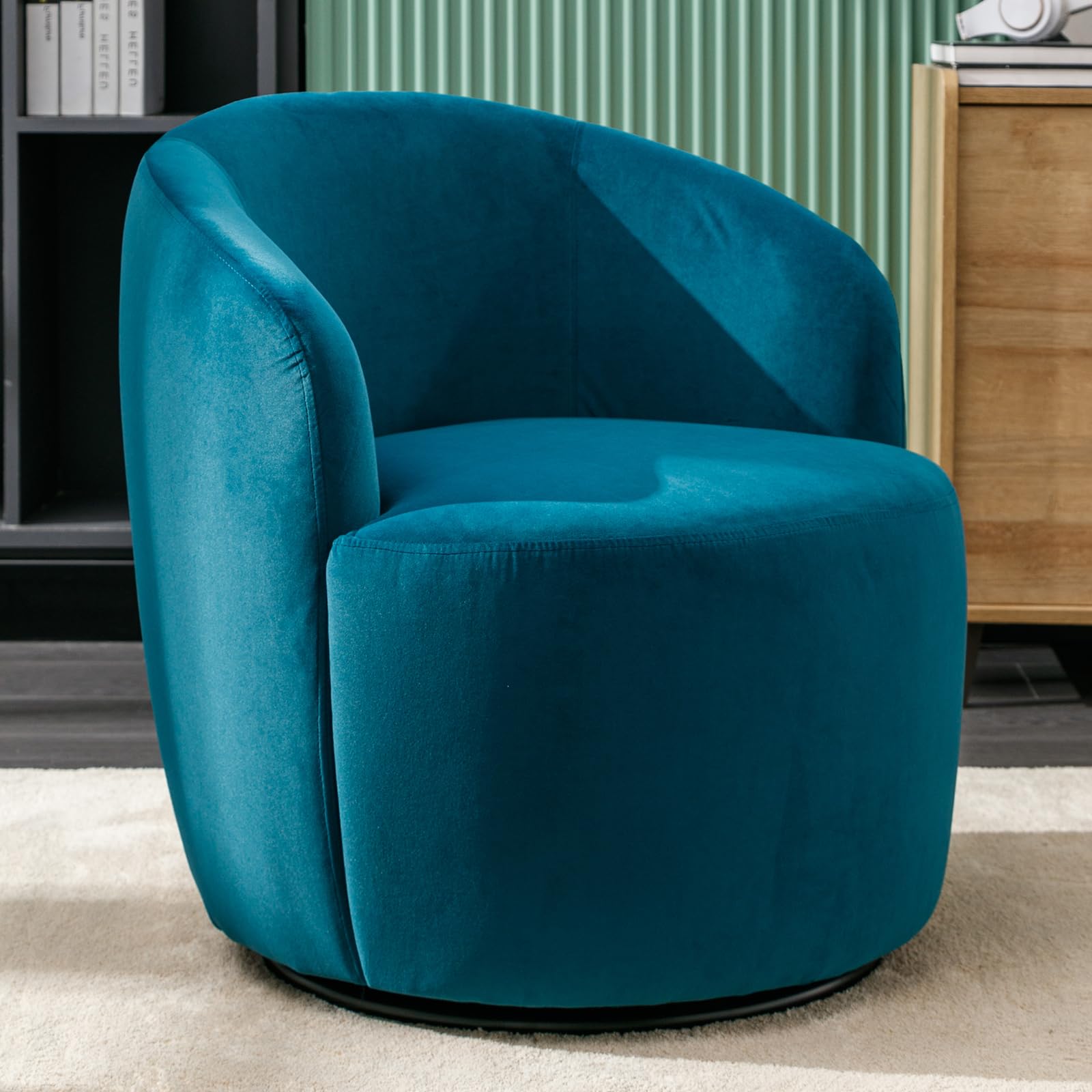 Amazon.com: FOXHUNTER Swivel Barrel Chair, 360° Small Single Sofa ...