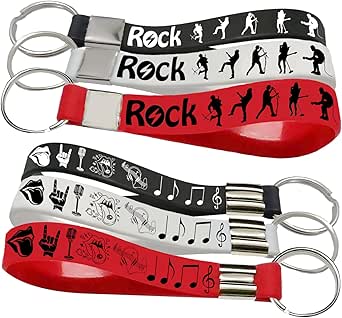 Amazon.com: Oringaga 24PCS Rock and roll Themed Keychains -Music Party ...